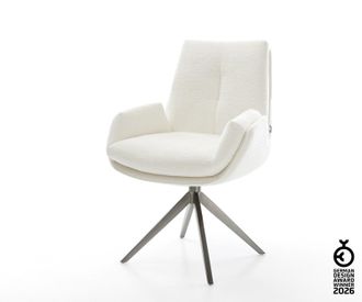 DELIFE Drehstuhl Clea-Flex Boucl&eacute; Soft Beige Kreuzgestell breit Graphit 360&deg; drehbar Wippfunktion, Esszimmerst&uuml;hle