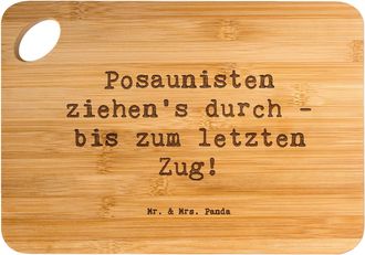 Mr. & Mrs. Panda Holzbrettchen Spruch Trombone Durchzieher - Geschenk, Fr&uuml;hst&uuml;cksbrett, Lernen, Trombonist, klassisch, K&uuml;chenbrett, Musikinstrument, vesperbrett, Zugme