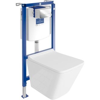 Villeroy & Boch Villeroy&boch - villeroy&boch wc Set mit Vorwandelement, Wand-WC und Sp&uuml;lknopf