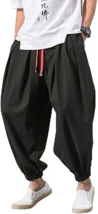 Generic Pantalon de jogging de style japonais pour homme - Pantalon sarouel à ourlet fermé - Pantalon de survêtement hippie baggy - Pantalon de course confort