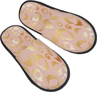 Generic Pantoufles En Coton L&eacute;opard Ombr&eacute; Roses Dor&eacute; Paillet&eacute; Lavables Pantoufles Portative Chaussons Invit&eacute;s Pour Spa Homme Automne M