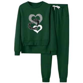 Generic 2026 - Costume d&eacute;contract&eacute; pour femme - Col rond - Manches longues et pantalon - Pour lautomne et lhiver, Vert, XXL