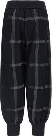 Pleats Please Issey Miyake Pleated Knit Check Jogging Pants - Black