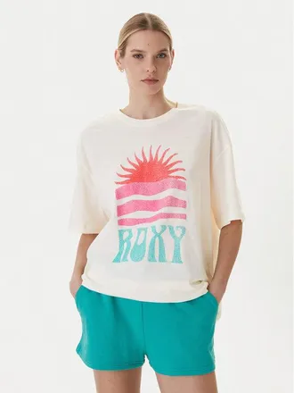 Roxy T-Shirt Hangloose Poster ERJZT06090 Hellbeige Loose Fit