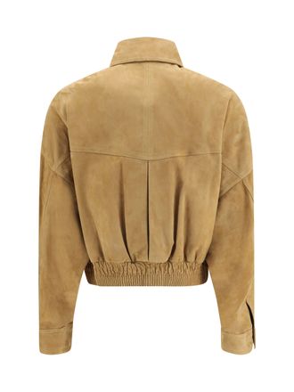 Versace Womens Suede Blouson Jacket Natural Lamb