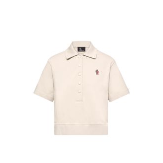 Moncler Moncler Polo En Coton &Agrave; Empi&egrave;cement Logo, Femme, Blanc, Taille: L