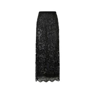 Roberto Cavalli Jupe longue &agrave; motif floral int&eacute;gral - Femme - Jupes - Noir - Taille: 40 FR