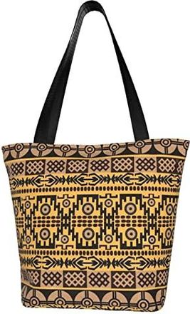 AOOEDM Sac fourre-tout Motif ethnique africain Sacs &agrave; provisions Petit sac de march&eacute; r&eacute;utilisable Sacs fourre-tout de plage Sacs de voyage