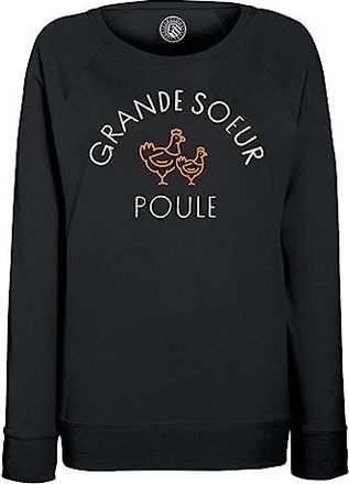 Fabulous Sweatshirt Femme Noir Grande Soeur Poule Famille Animal Ferme