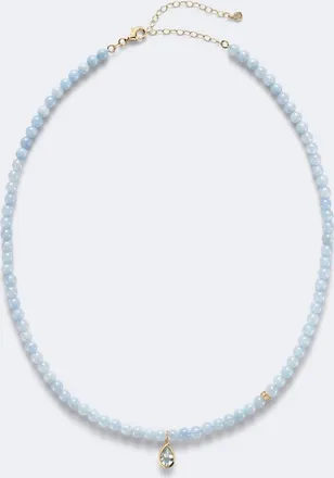 Sydney Evan Collier Icon Mounting en or 14 ct &agrave; perles, aigue-marine et diamants