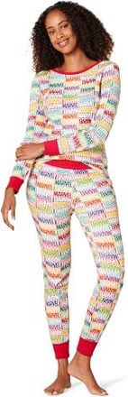 Amazon Essentials Disney | Marvel | Star Wars Lot de Pyjamas en Coton, Coupe Ajustée Femme, Marvel Holiday Bricks - Womens Snug-fit, XXL