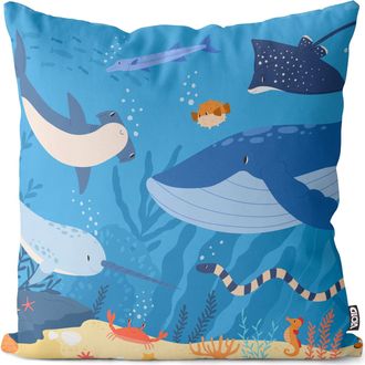 Void Watches Unterwasserwelt Tiere Fische Wal Kissenbezug Kissenhülle Sofakissen Kissen Deko Outdoor-Kissen Dekokissen, Kissen Größe:50 x 50 cm