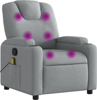 vidaXL Fauteuil de massage inclinable Gris clair Tissu
