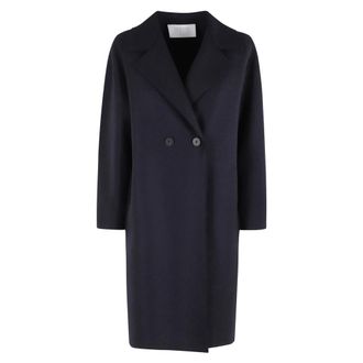 Harris Wharf London Manteau noir en laine avec &eacute;paules tombantes - Femme - Manteaux - Bleu - Taille: 42 FR