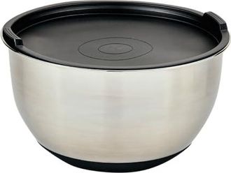 KESPER | Rührschüssel mit Deckel, Material: Edelstahl, Kunststoff, Silikon, Maße: Ø 26 cm, Höhe: 15 cm, Farbe: Silber, Schwarz | 90896