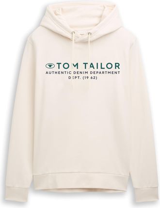 Tom Tailor Herren 1047825 Hoodie Sweatshirt mit Logo-Print, 10348-Gardenia White, 3XL