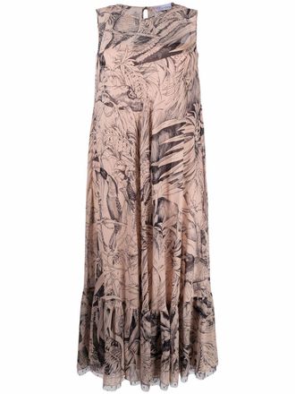Red Valentino Maxikleid mit Dschungel-Print - Nude