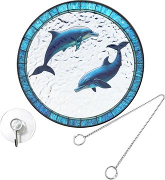 Milisten Wandbehang Aus Buntglas Delfin Anh&auml;nger Acrylanh&auml;nger H&auml;ngendes Buntglasornament Delfin Dekoration Acryl Wanddekoration Wohnaccessoires Fensterdekorat