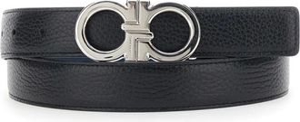 Ferragamo Homme, Accessoires, Noir, Taille: 105 CM Hammered Leather Reversible Gancini Belt