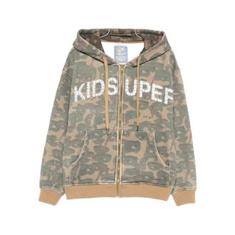 KidSuper Studios Homme, Sweatshirts et sweats &agrave; capuche, Vert, Taille: S Hd-01 Camouflage Sweat &agrave; capuche