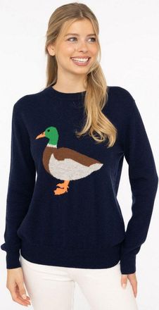 Zwillingsherz Strickpullover Duck Rundhals,aus reinem Kaschmir mit großer Ente