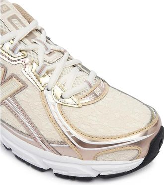 New Balance Metallic-Trimmed Mesh Sneakers - Beige