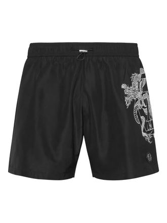 Philipp Plein short de bain à motif graphique - Noir