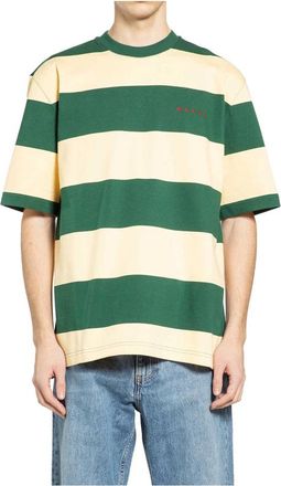 Marni Homme, Tops, Multicolore, Taille: S Maxi-Stripe Cotton T-Shirt