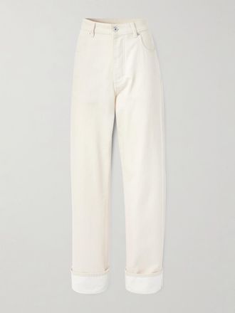 Bottega Veneta Pantalon Large Taille Haute À Appliqués - Crème
