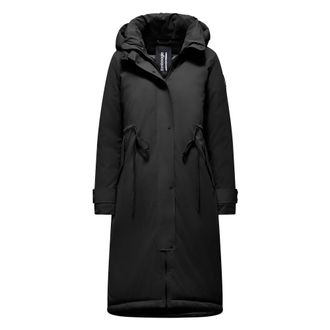 Bomboogie Femme, Manteaux, Noir, Taille: 42 FR Longue parka avec capuche et cordon de serrage &agrave; la taille