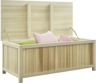 OUTSUNNY Coffre de rangement jardin 172L, malle de rangement avec vérins, pour extérieur, en bois massif, 120 x 55 x 45 cm, effet bois naturel
