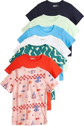 Next Next Femme T-Shirt Basique à Manches Courtes 100% Coton, Lot de 7 Multi Bright Colours XL