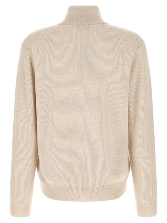 Brioni Cashmere-Blend Half-Zip Sweater - Beige