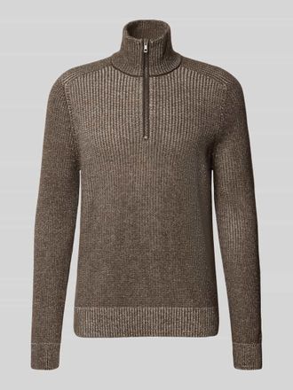 Maerz Strickpullover aus Schafswolle mit Troyer-Kragen