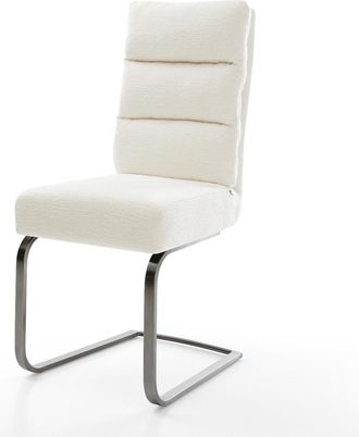 DELIFE Freischwinger Pela-Flex Boucl&eacute; Soft Beige Freischwinger flach Graphit Taschenfederkern, Esszimmerst&uuml;hle