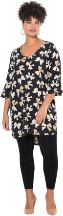 Miamoda Damen große Größen Übergrößen Plus Size Tunika, A-Linie, Alloverdruck, 3/4-Ärmel schwarz 48 837100100-48