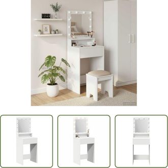 vidaXL Schminktisch mit Regal - Schminktisch mit Regal Wei&szlig; 50 x 41 x 135 cm Holzwerkstoff