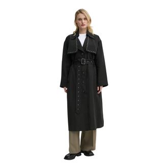 Bruuns Bazaar Mantel mit &Ouml;sen und G&uuml;rtel - - Coats - Damen - Schwarzk - S