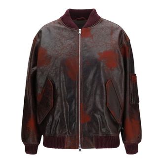 Valstar Bomber Oversize Nappa Crackl&eacute; - Femme - Vestes - Rouge - Taille: 42 FR