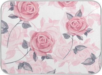 Mnsruu Abtropfmatte für Geschirr, Mikrofaser, saugfähig, wendbar, 40,6 x 45,7 cm, Rosa