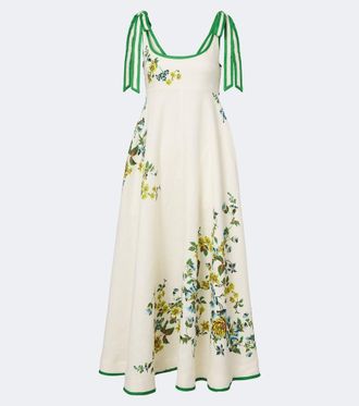 Alemais Al&eacute;mais Robe longue Phyllis en lin &agrave; fleurs