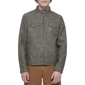 Levi's Herren Racerjacke aus Kunstleder Jacke, Hellgraues Nubukleder, Medium