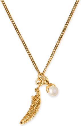 Emanuele Bicocchi Piuma Halskette mit Perlen - Gold