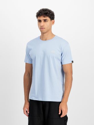 Alpha Industries Rundhalsshirt ALPHA INDUSTRIES BASIC T SMALL LOGO, Herren, Gr. S, artic blau, Single Jersey, Obermaterial: 100% Baumwolle, bedruckt, schmal normal, Ru