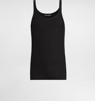 Dolce & Gabbana Ribbed Cotton Tank Top - Mann T-shirts Und Polos Braun Baumwolle 46
