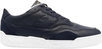 Emporio Armani Baskets bleues &agrave; logo emboss&eacute; - Homme - Chaussures - Bleu - Taille: 45 EU