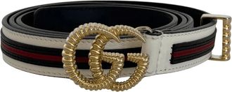 Gucci Gürtel - Gucci Torchon GG Sylvie Belt White Navy Blue Red / - Gr. ONE SIZE - in Schwarz - für Damen