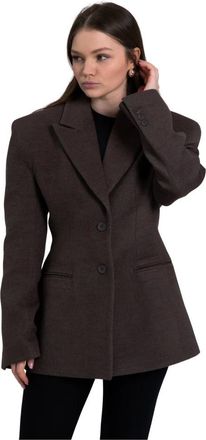 Estro & Luminara Femme, Manteaux, Brun, Taille: 38 FR Manteau Court Tailleur