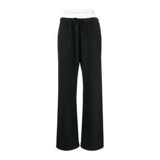 Alexander Wang Femme, Pantalons, Noir, Taille: 40 FR Wide Leg Pantalons de surv&ecirc;tement