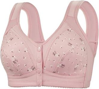 Generic Soutien-gorge de sport imprim&eacute; fin boutonn&eacute; sur le devant pour femme sans armatures avec fermeture avant, rose clair, XXL